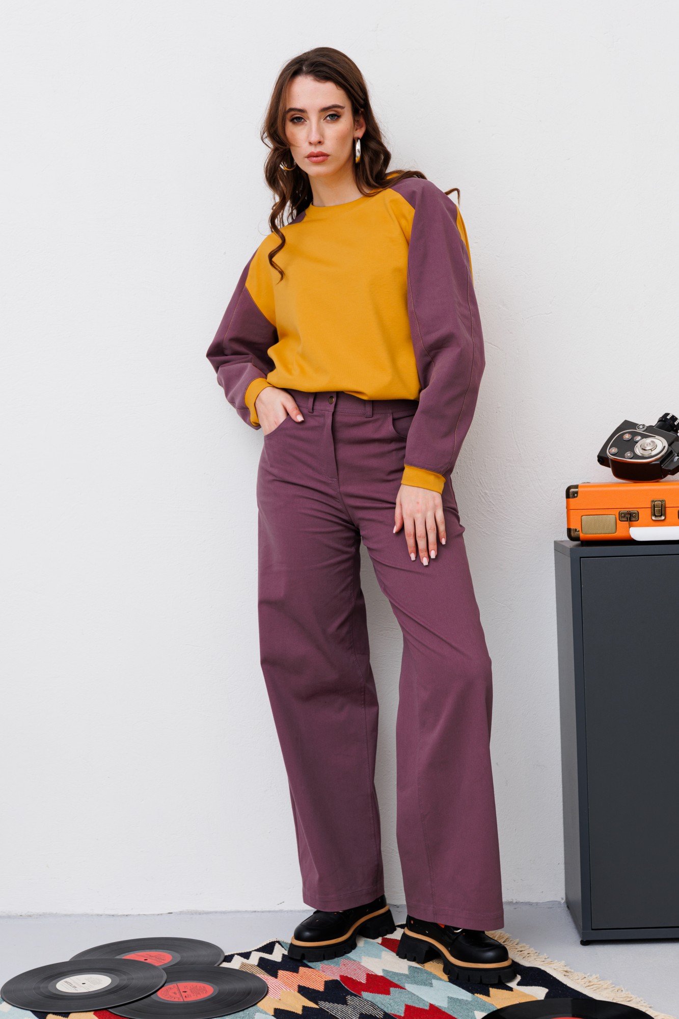 Костюм/комплект NikVa н465-1 фиолет+горчица в размере 42-58 купить в Москве с доставкой по ...